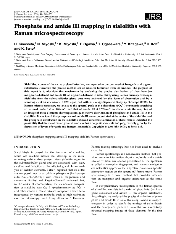 (PDF) Phosphate and amide III mapping in sialoliths with Raman ...