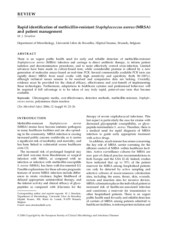 (PDF) Rapid MRSA Detection and Patient Management