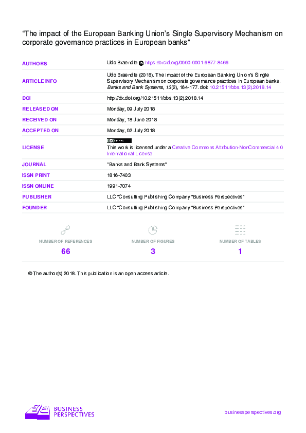 (PDF) The impact of the European Banking Union’s Single Supervisory ...