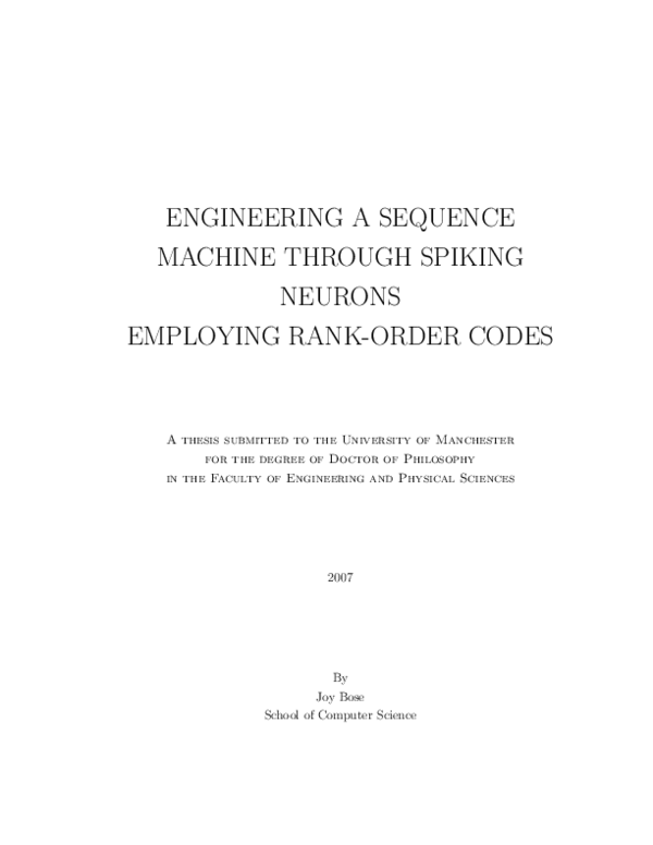 (PDF) Engineering a sequence machine through spiking neurons employing rank-order codes
