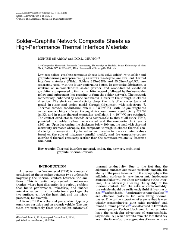 (PDF) Solder–Graphite Network Composite Sheets as High-Performance ...