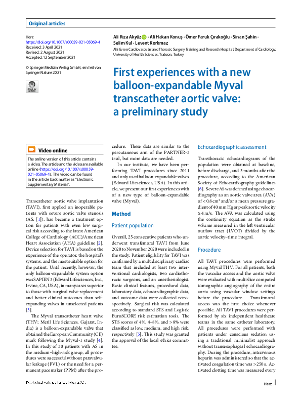 (PDF) First experiences with a new balloon-expandable Myval ...