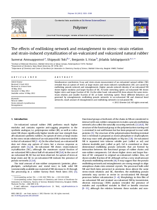 (PDF) The effects of endlinking network and entanglement to stress ...