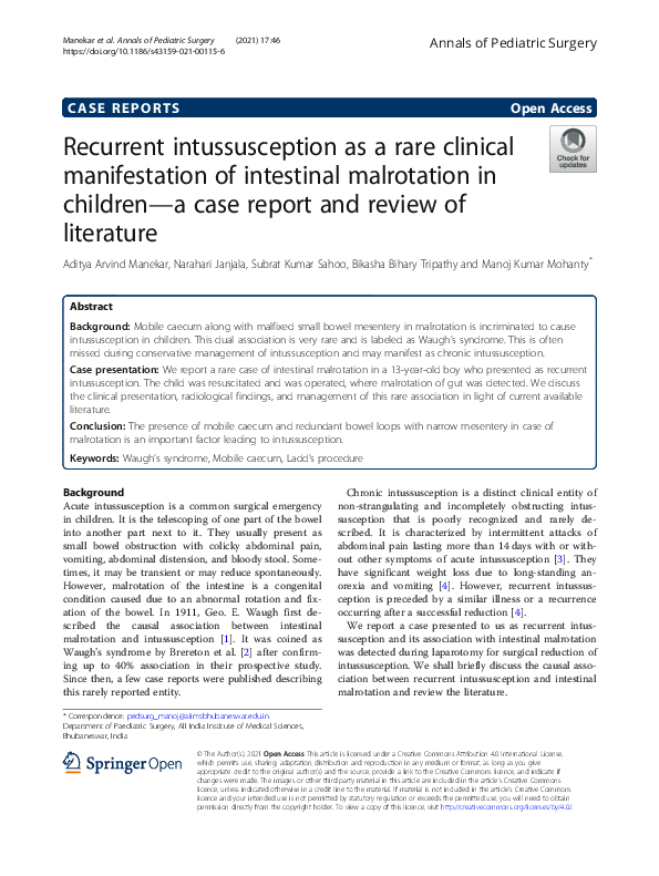 (PDF) Recurrent intussusception as a rare clinical manifestation of ...