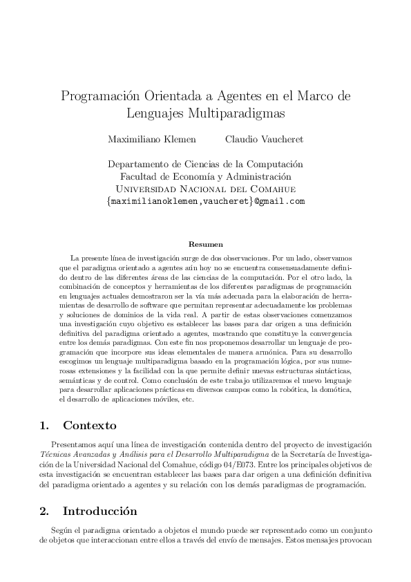 (PDF) Programación orientada a agentes en el marco de lenguajes ...
