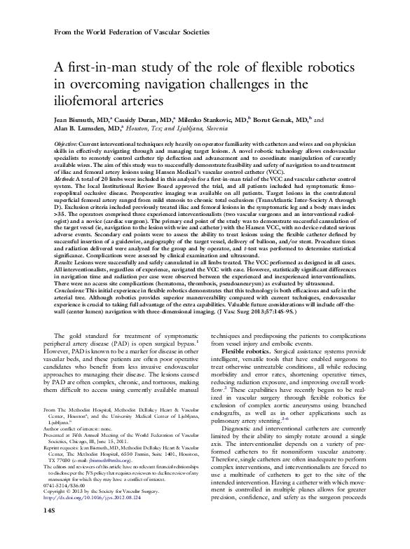 (PDF) A first-in-man study of the role of flexible robotics in ...