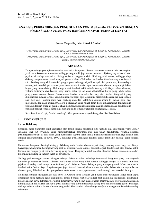(PDF) Analisis Perbandingan Penggunaan Fondasi Semi-Raft Piles Dengan ...