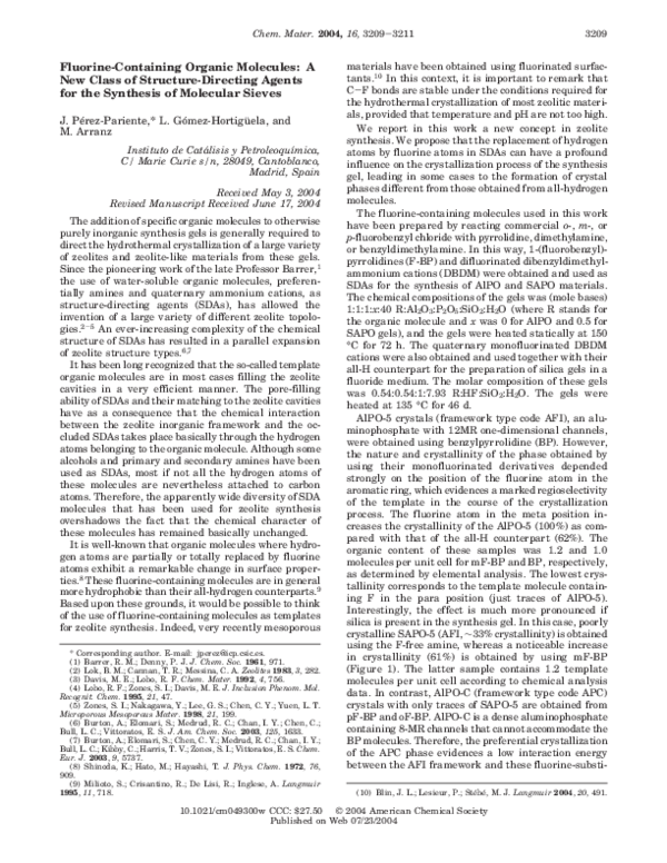 (PDF) Fluorine-Containing Organic Molecules: A New Class of Structure ...