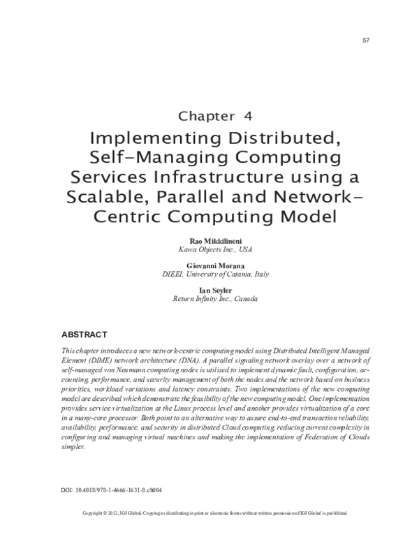 (PDF) Implementing Distributed, Self-managing Computing Services Infrastructure using a Scalable ...