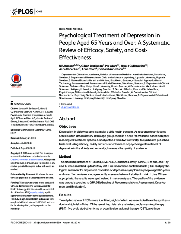 (PDF) Psychological Treatment of Depression in People Aged 65 Years and ...
