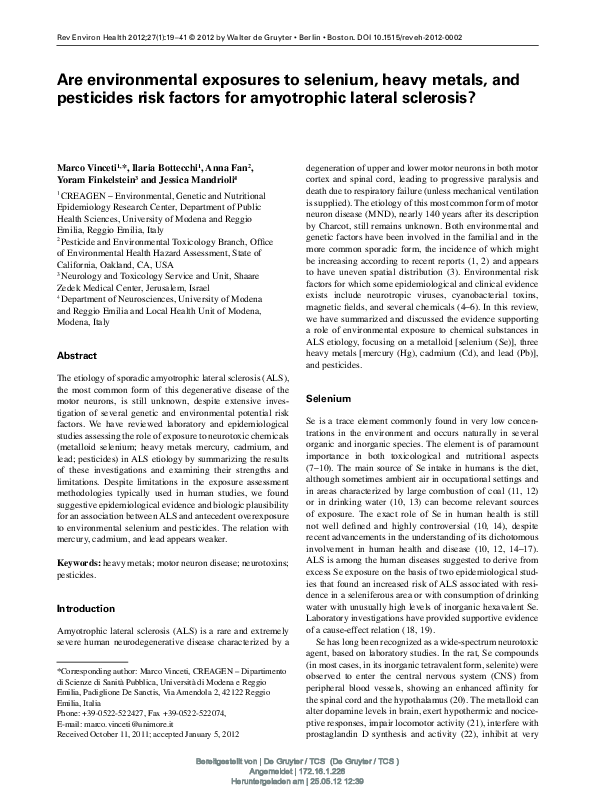 (PDF) Are environmental exposures to selenium, heavy metals, and ...