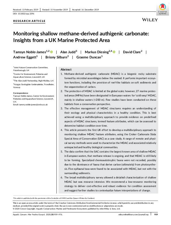 (PDF) Monitoring shallow methane-derived authigenic carbonate: Insights ...