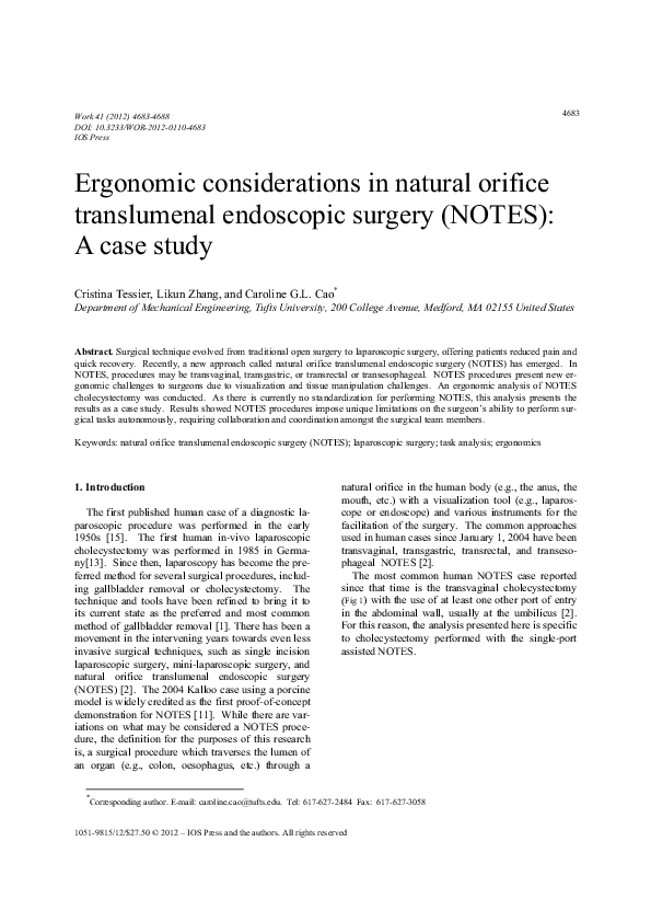 (PDF) Ergonomic considerations in natural orifice translumenal ...