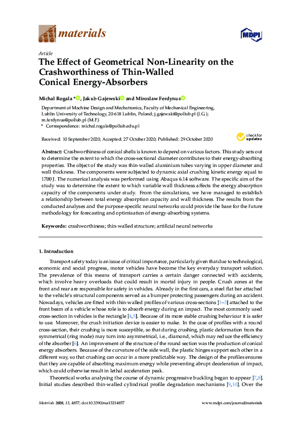(PDF) The Effect of Geometrical Non-Linearity on the Crashworthiness of ...