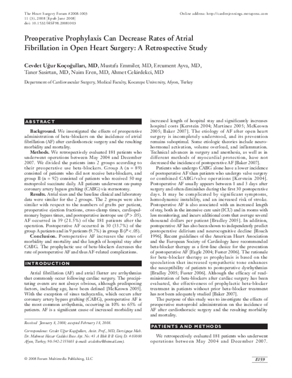 (PDF) Preoperative Prophylaxis Can Decrease Rates of Atrial ...