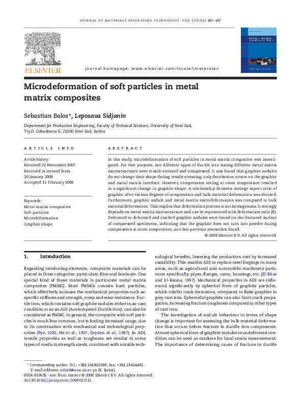 (PDF) Microdeformation of soft particles in metal matrix composites