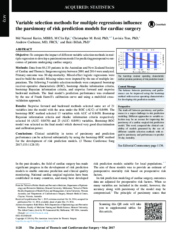 (PDF) Variable selection methods for multiple regressions influence the parsimony of risk ...
