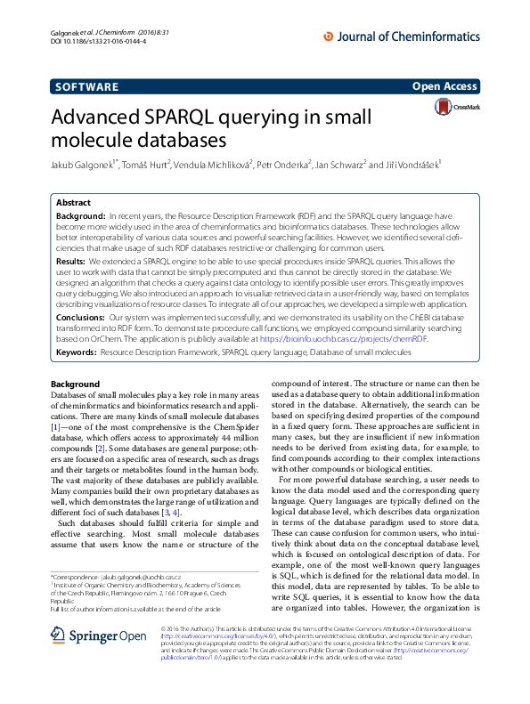 (PDF) Advanced SPARQL querying in small molecule databases