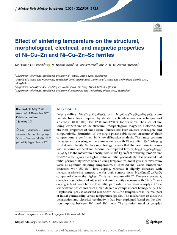 Pdf Effect Of Sintering Temperature On The Structural Morphological