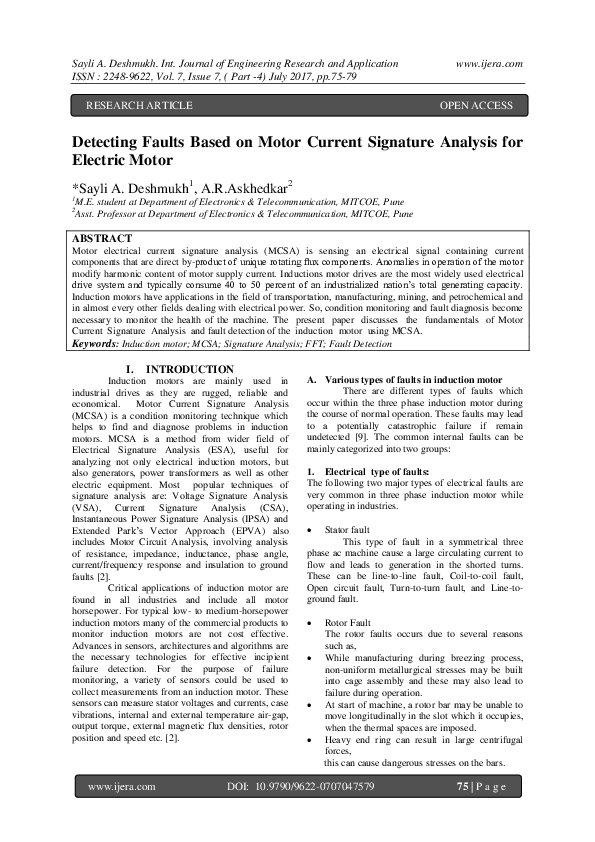 (PDF) Detecting Faults Based on Motor Current Signature Analysis for ...