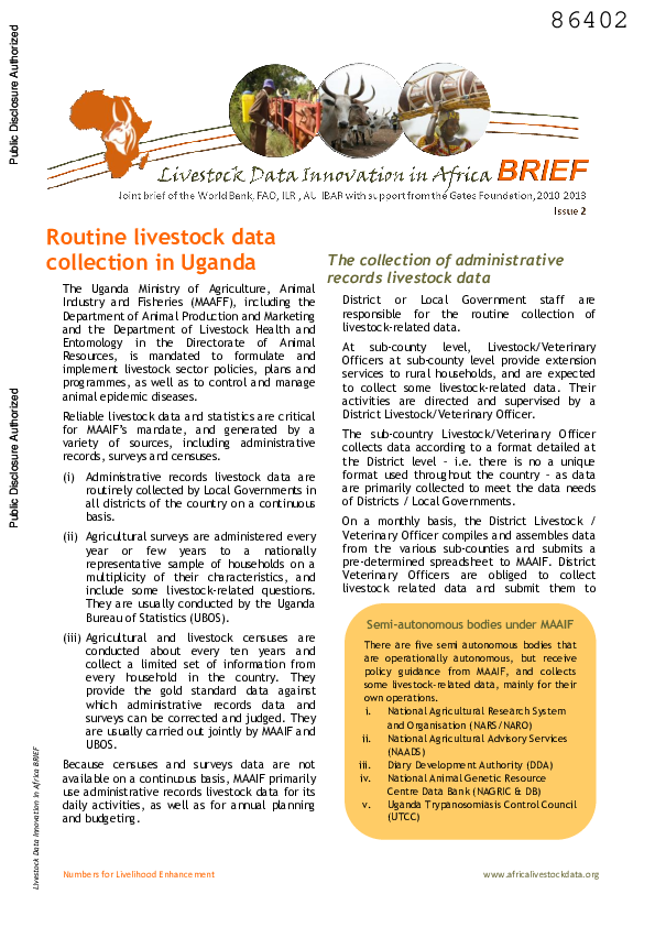 (PDF) Routine livestock data collection in Uganda