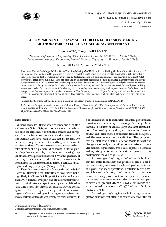 Pdf A Comparison Of Fuzzy Multicriteria Decision Making Methods For