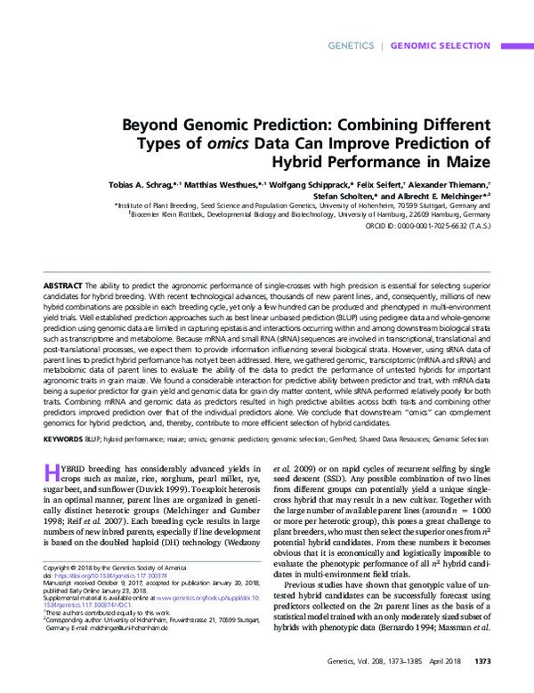 Pdf Contentbeyond Genomic Prediction Combining Different Types Of Data Can Improve