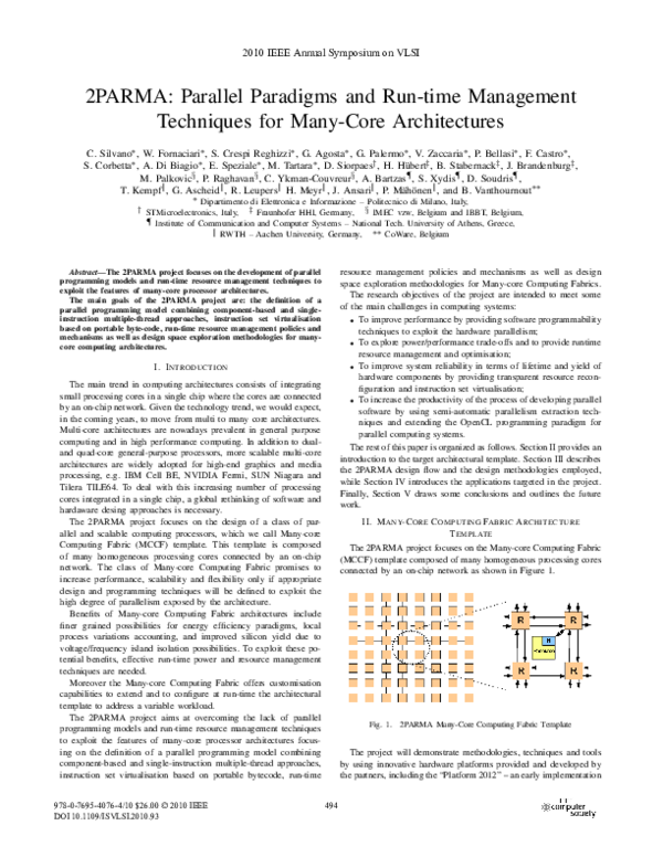 (PDF) 2PARMA: Parallel paradigms and run-time management techniques for many-core architectures