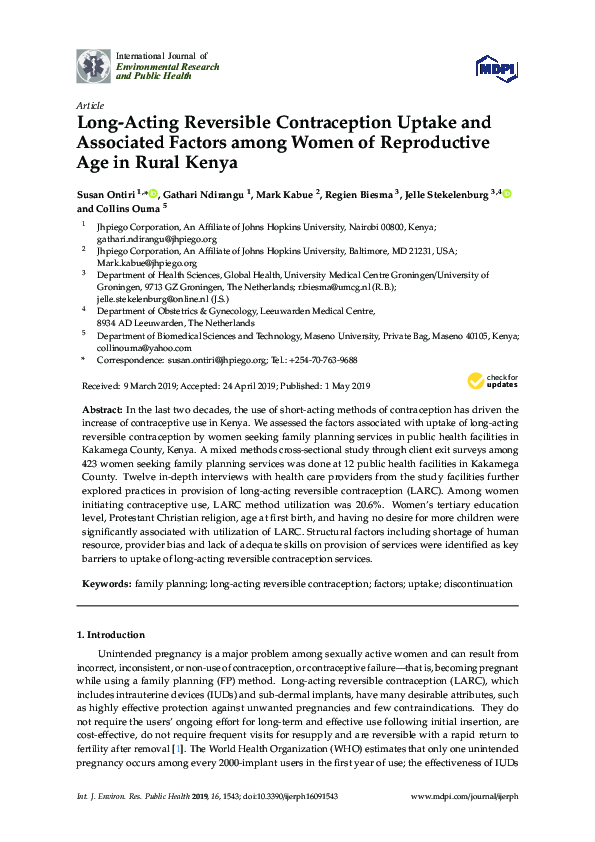 (PDF) Multilevel Barriers to Long-Acting Reversible Contraceptive ...