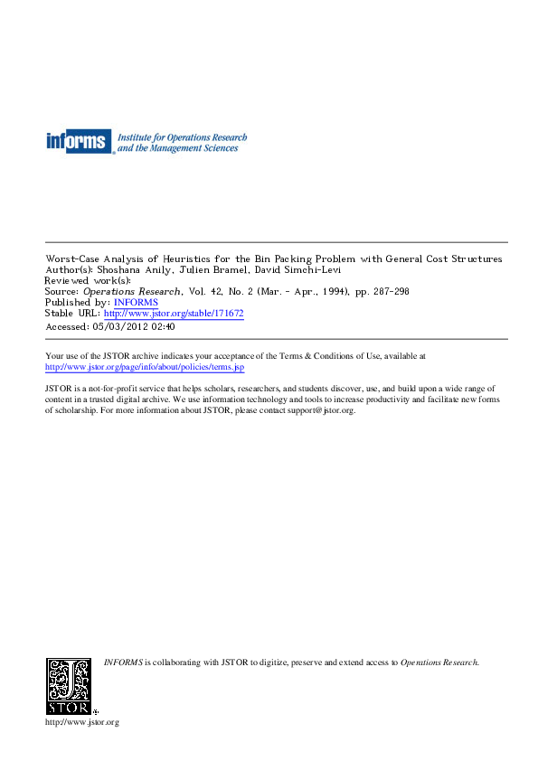 (PDF) Worst-Case Analysis of Heuristics for the Bin Packing Problem ...