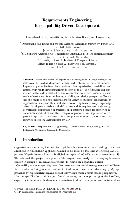 (PDF) Requirements Engineering for Capability Driven Development