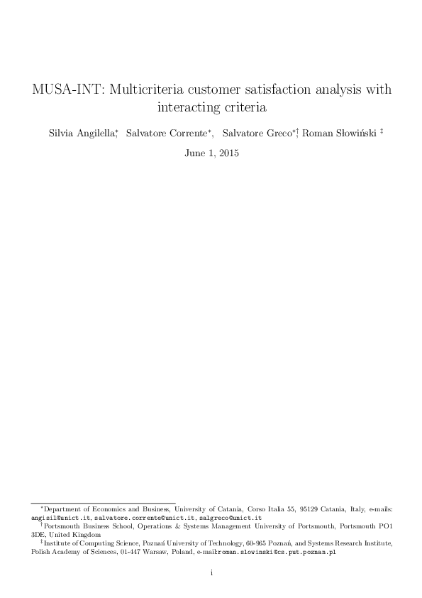 Pdf Musa Int Multicriteria Customer Satisfaction Analysis With Interacting Criteria