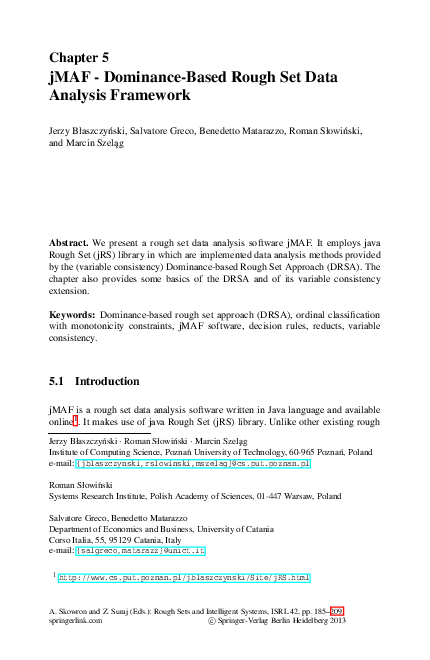 Pdf Jmaf Dominance Based Rough Set Data Analysis Framework