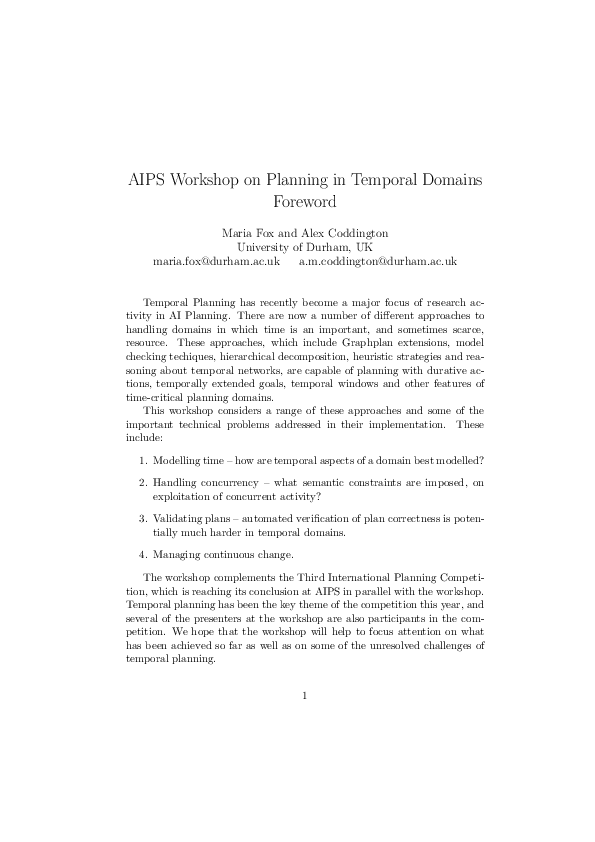 (PDF) Fast temporal planning in a Graphplan framework
