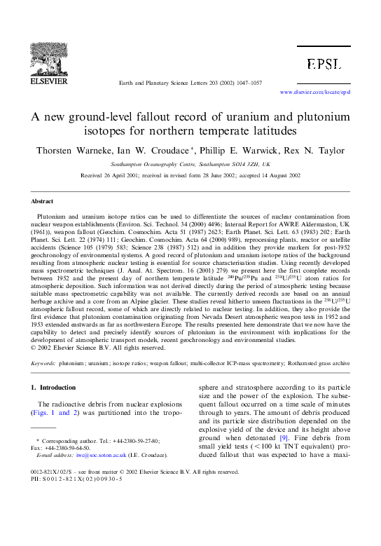(PDF) A new ground-level fallout record of uranium and plutonium ...