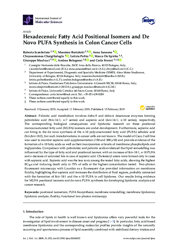 (PDF) Hexadecenoic Fatty Acid Positional Isomers and De Novo PUFA ...