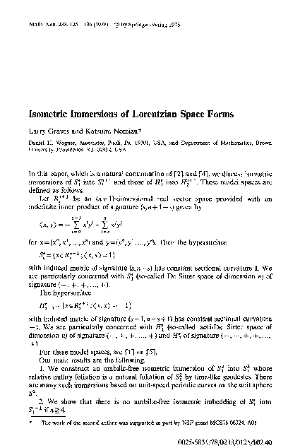 (PDF) Isometric immersions of lorentzian space forms
