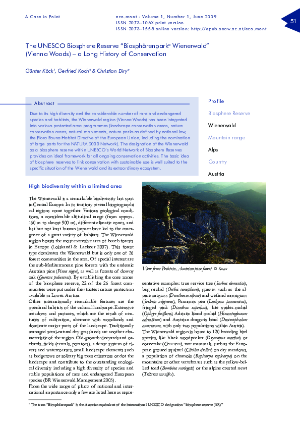 (PDF) The UNESCO Biosphere Reserve “Biosphärenpark Wienerwald” (Vienna ...