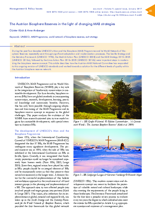 (PDF) The Austrian Biosphere Reserves in the light of changing MAB strategies