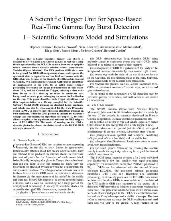 A Scientific Trigger Unit for Space-Based Real-Time Gamma Ray Burst ...