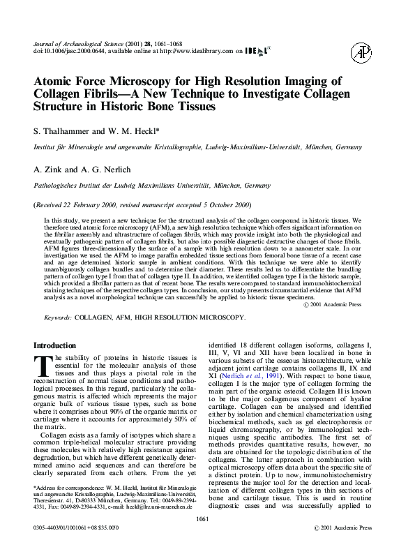 (PDF) Atomic Force Microscopy for High Resolution Imaging of Collagen ...