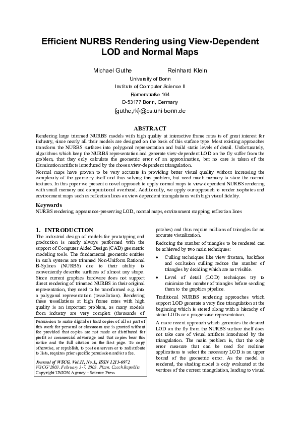(PDF) Efficient nurbs rendering using view-dependent lod and normal maps