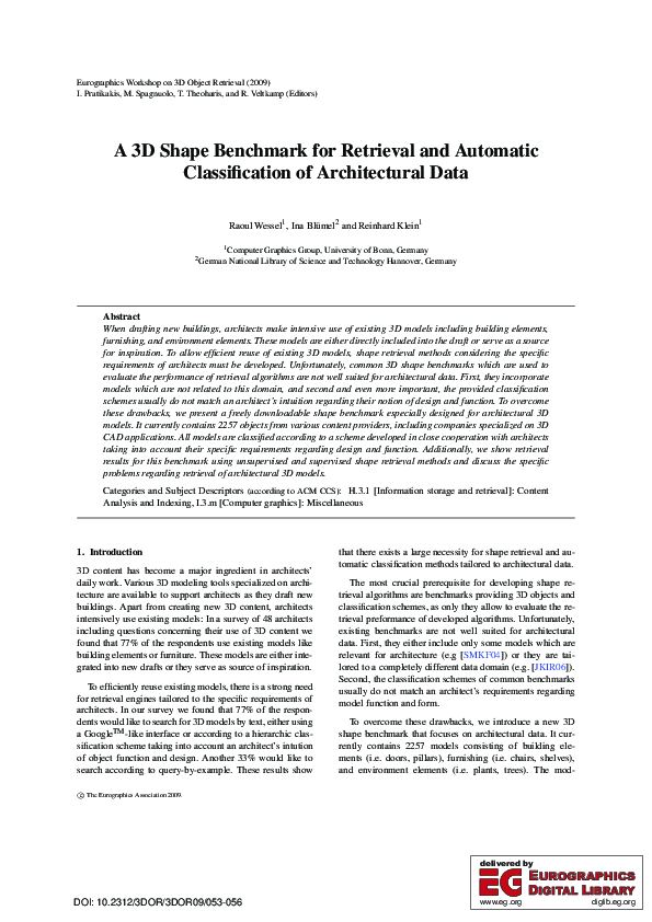 (PDF) A 3D shape benchmark for retrieval and automatic classification ...