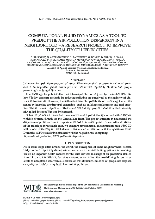 (PDF) Computational fluid dynamics as a tool to predict the air pollution dispersion in a ...