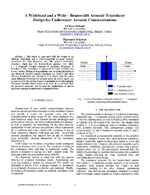 (PDF) A Wideband and a Wide - Beamwidth Acoustic Transducer Design for ...
