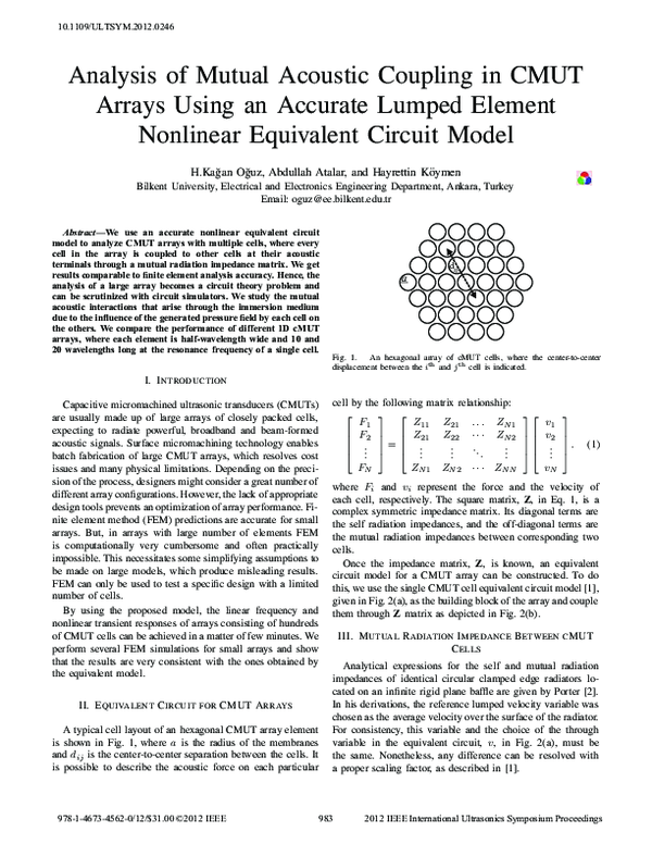 (PDF) Analysis of mutual acoustic coupling in CMUT arrays using an ...