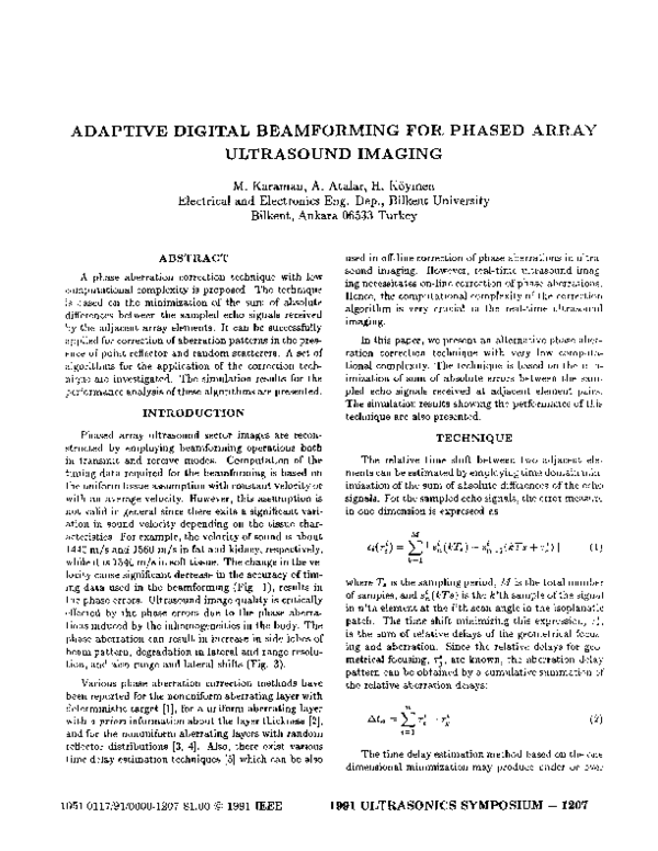 (PDF) Adaptive digital beamforming for phased array ultrasound imaging ...
