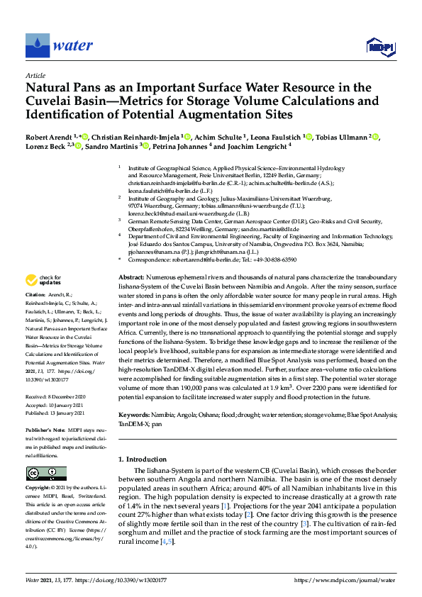 (PDF) Natural Pans as an Important Surface Water Resource in the ...