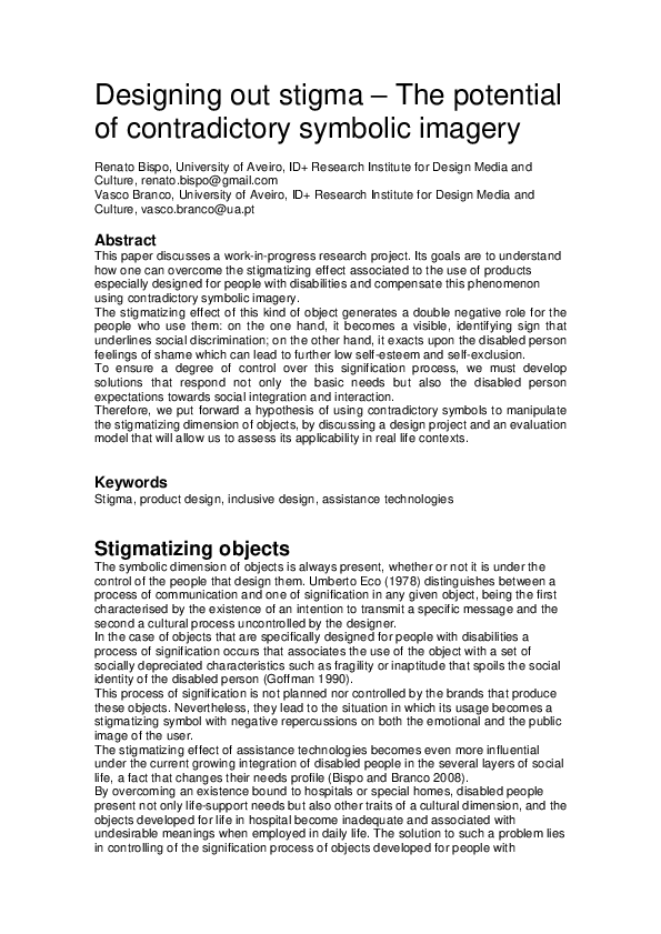 (PDF) Designing out stigma : the potential of contradictory symbolic ...
