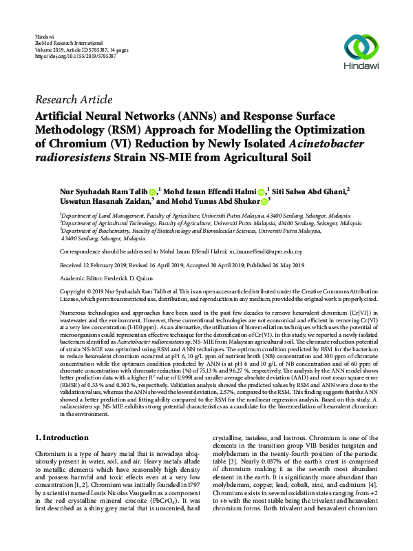 (PDF) Artificial Neural Networks (ANNs) and Response Surface Methodology (RSM) Approach for ...